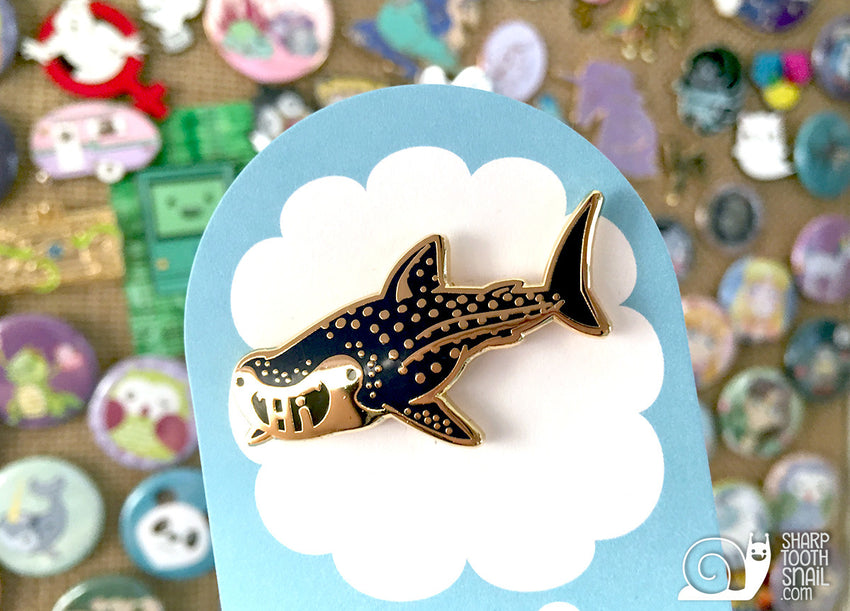Whale Shark "Hi" Enamel Pin – Sharptooth Snail